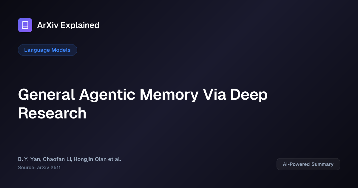 General Agentic Memory Via Deep Research - Explained Simply | ArXiv ...