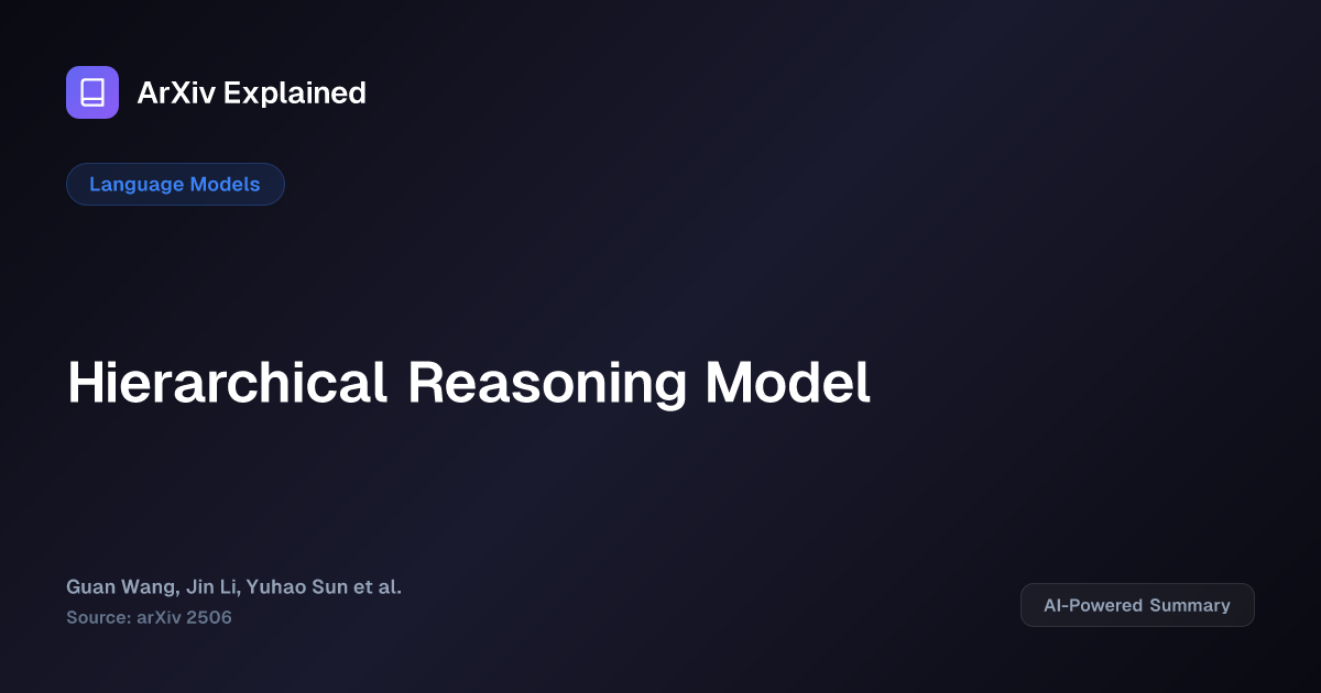 Hierarchical Reasoning Model - Explained Simply | ArXiv Explained