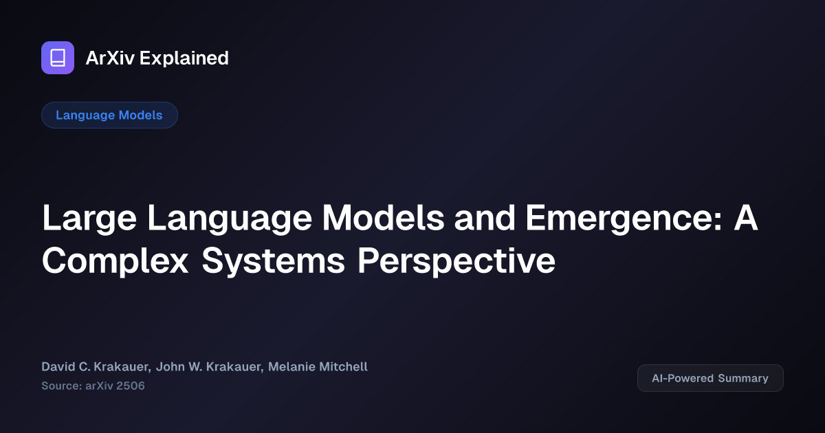 Large Language Models and Emergence: A Complex Systems Perspective ...